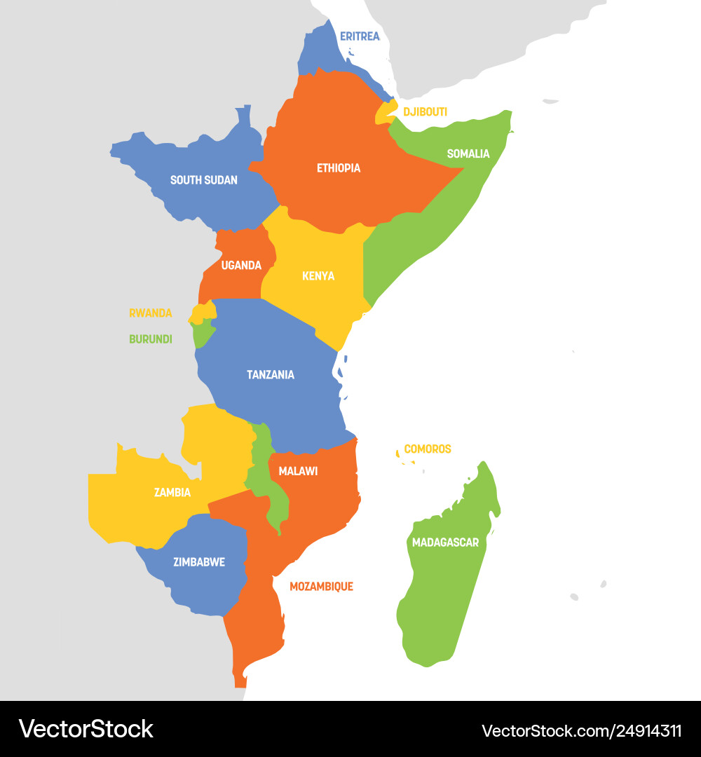 East Africa Country Map Royalty Free Vector Image