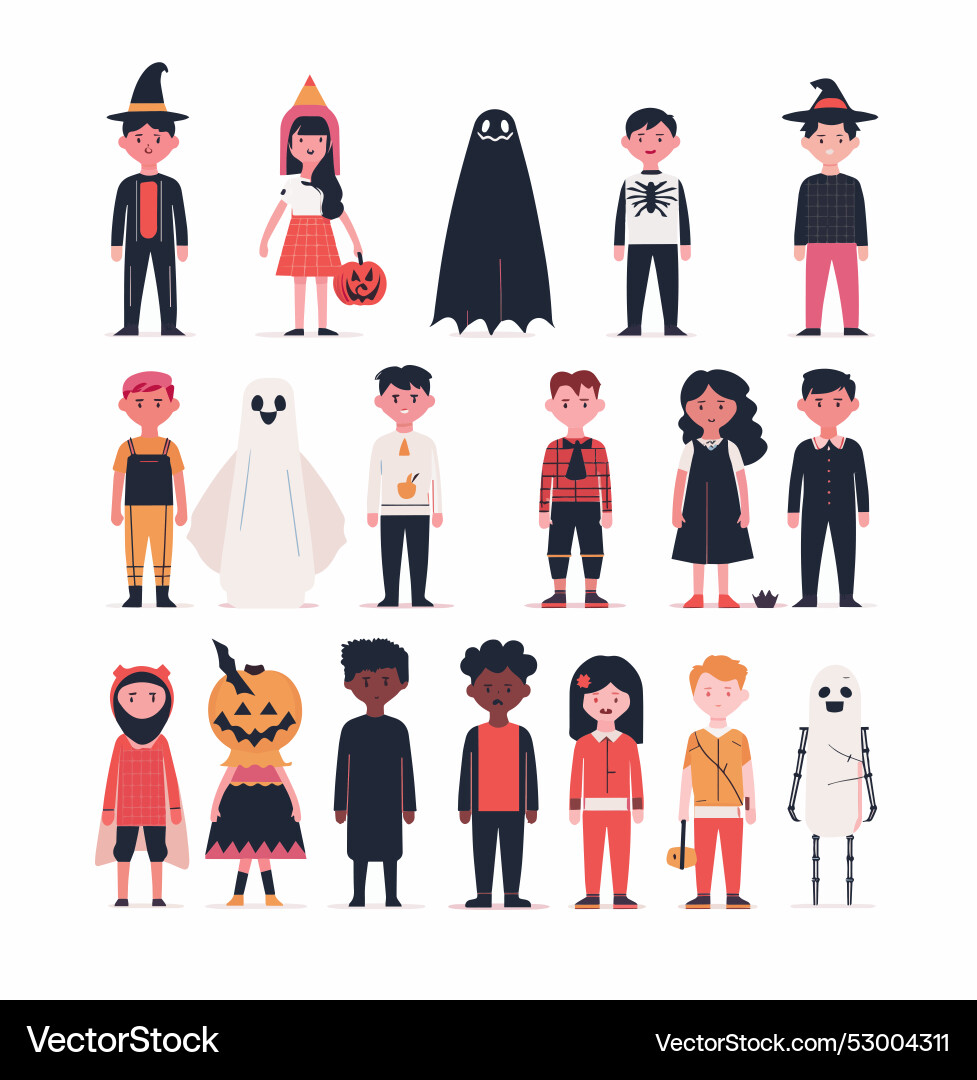 Halloween kids spooky clipart set cartoon Vector Image