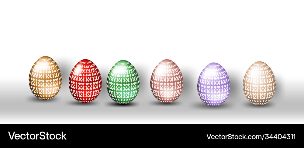 Happy easter eggs with different texture Vector Image