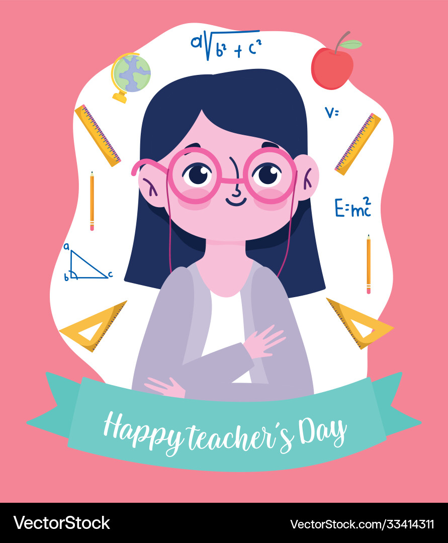 Happy teachers day teacher with glasses Royalty Free Vector