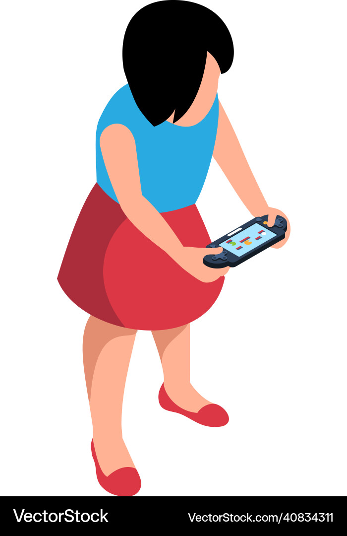 Little gamer girl composition Royalty Free Vector Image