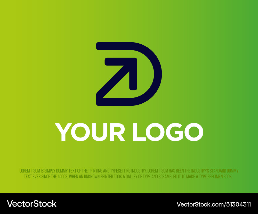 Modern professional logo letter d with an arrow Vector Image