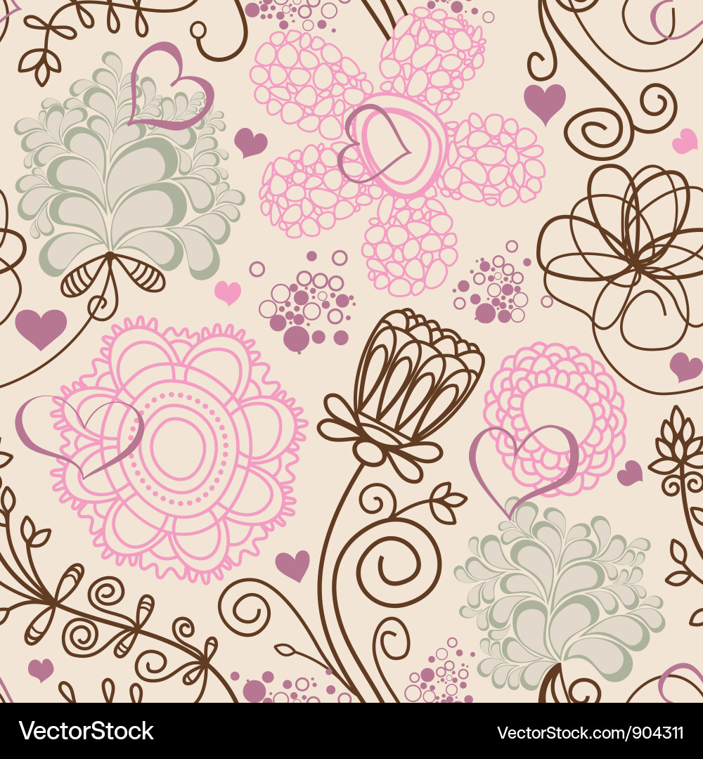 Retro romantic seamless pattern Royalty Free Vector Image