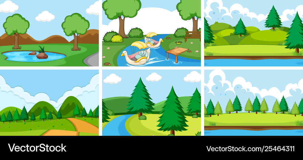 Set park landscape Royalty Free Vector Image - VectorStock
