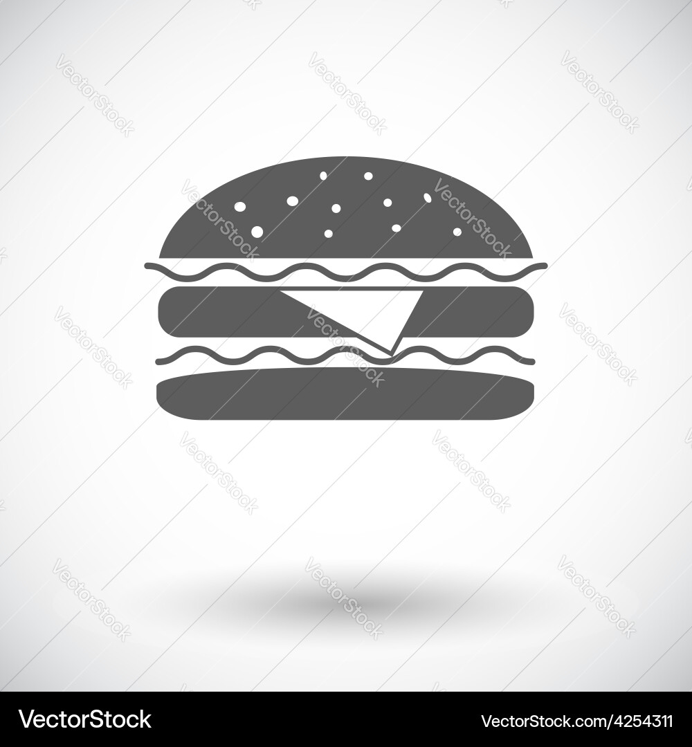 Single Flat Burger Icon Royalty Free Vector Image