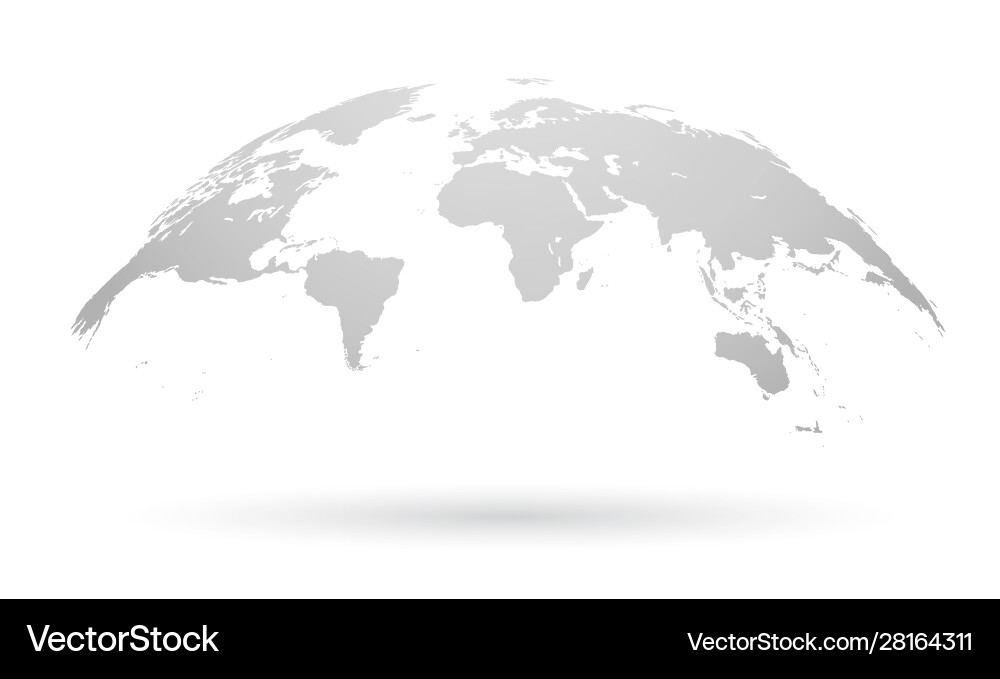 Spherical curved gray world map Royalty Free Vector Image