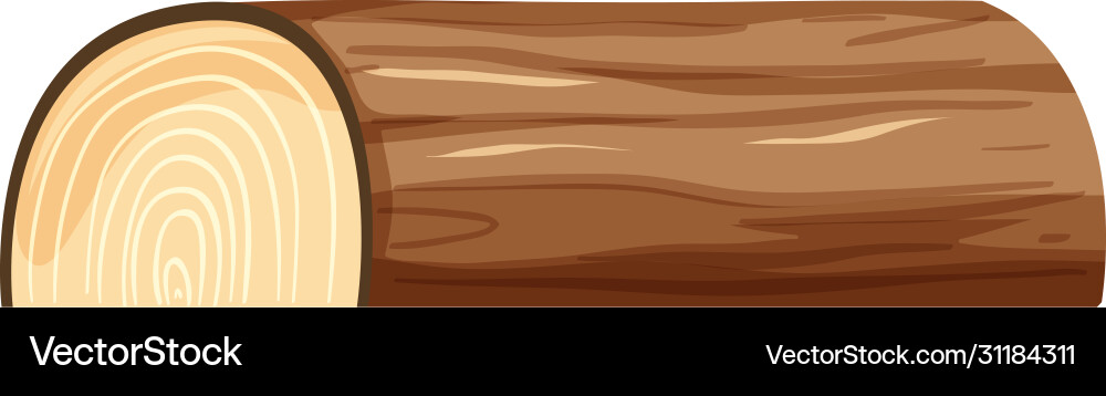 Wooden Log Isolated on White Royalty Free Vector Image