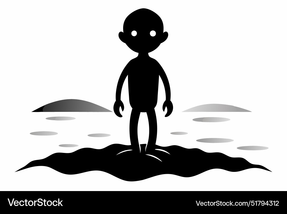 Black silhouette style beach sand Royalty Free Vector Image