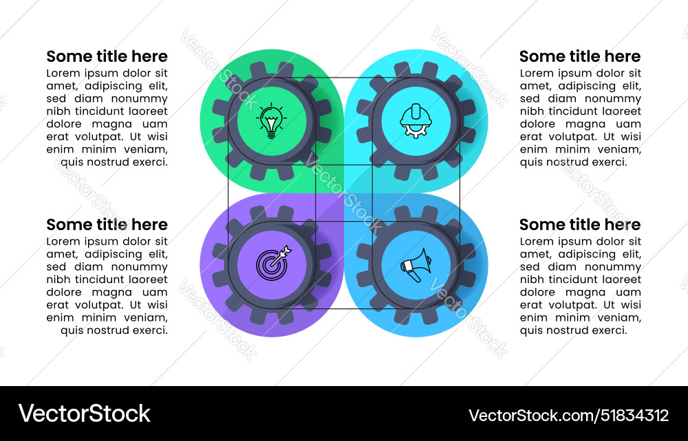 Infographic template 4 gears with icons and text Vector Image