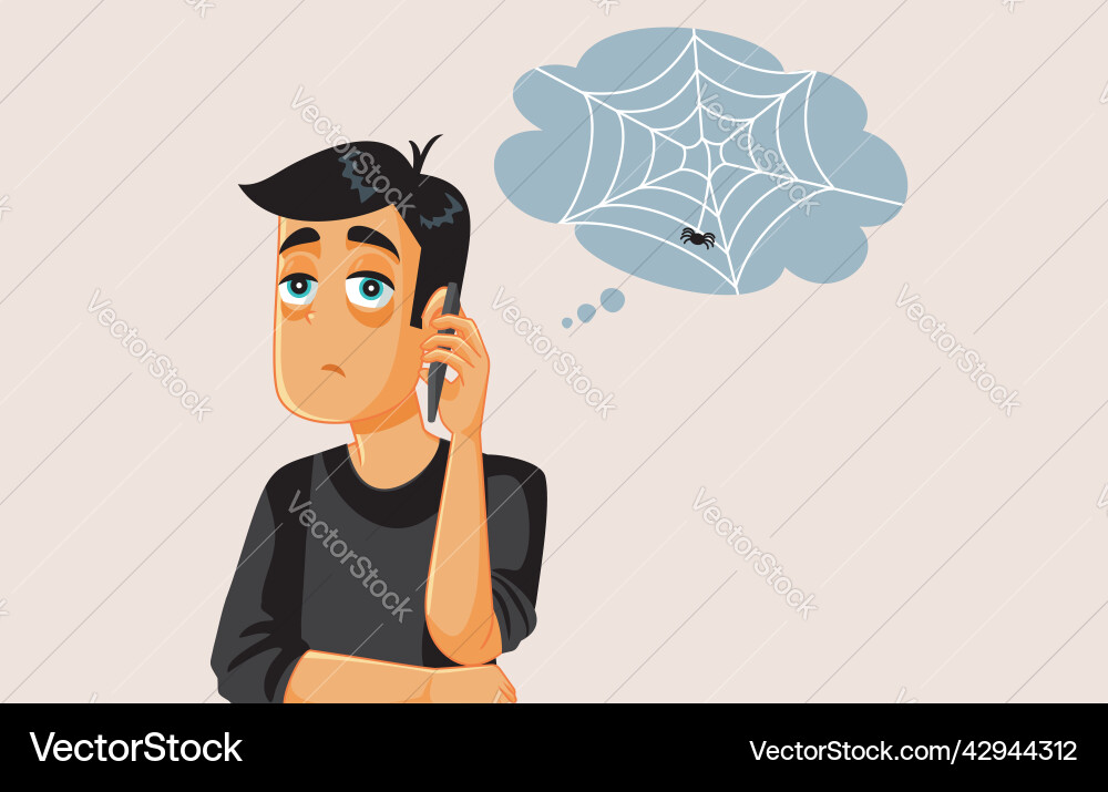 Man on call waiting message feeling bored cartoon Vector Image