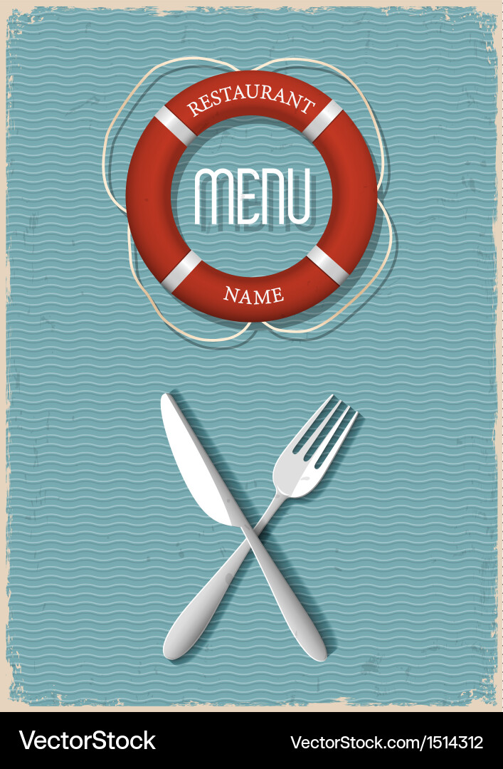 Retro menu design for seafood restaurant variation