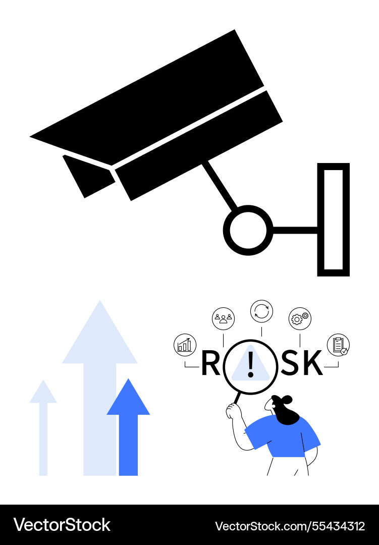 Surveillance camera with risk assessment concept Vector Image