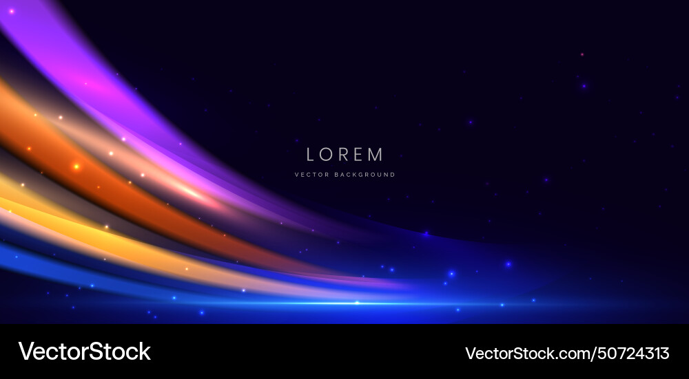 Abstract curved light ray blue orange purple Vector Image