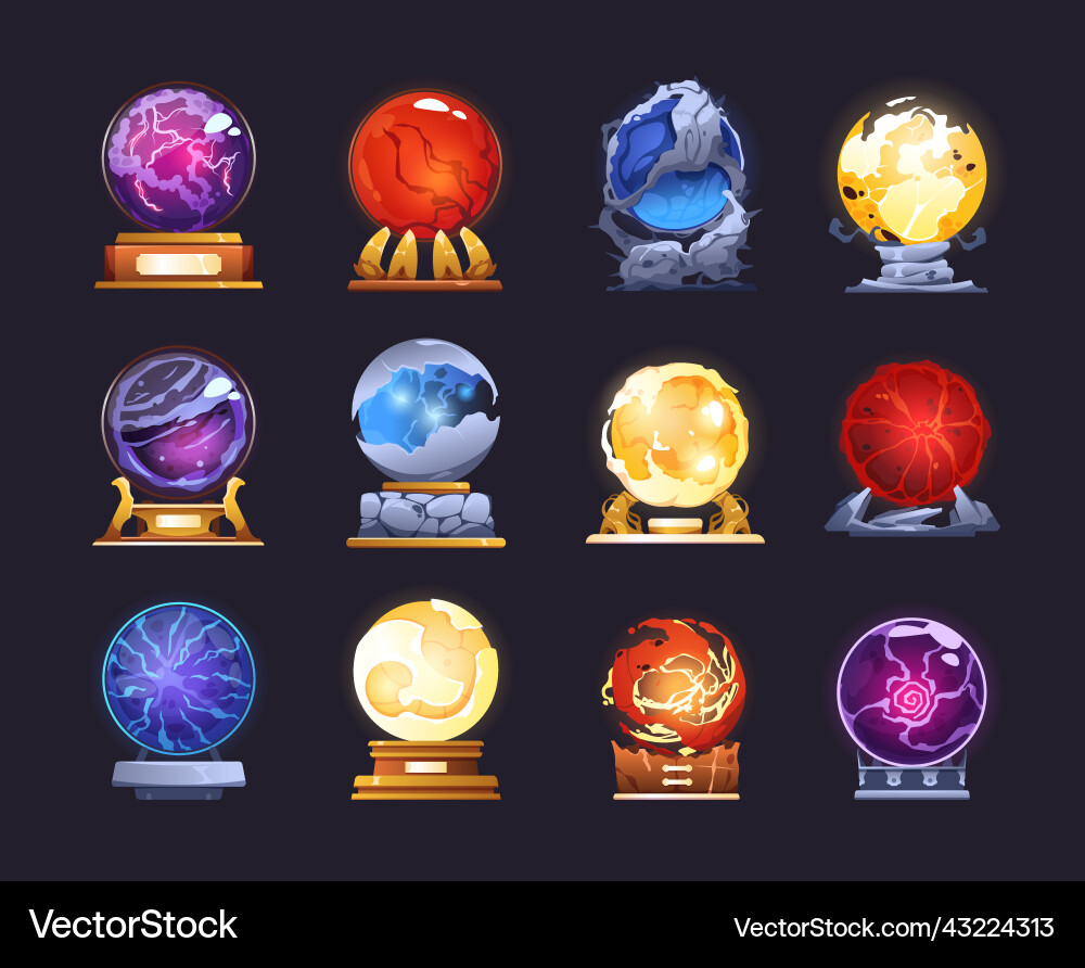 Cartoon magic orb energy witchcraft crystal ball Vector Image
