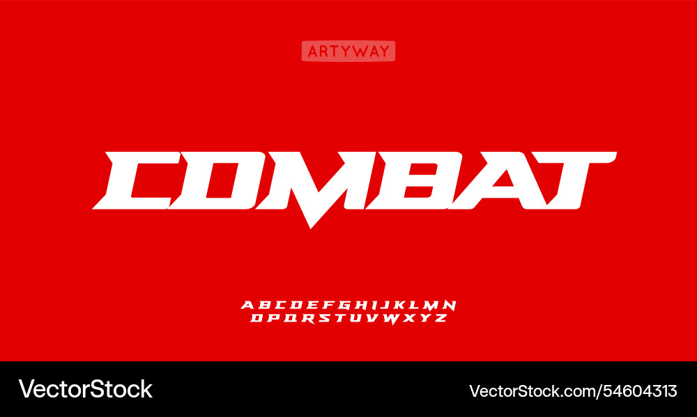 Combat alphabet bold italic sharp letters Vector Image