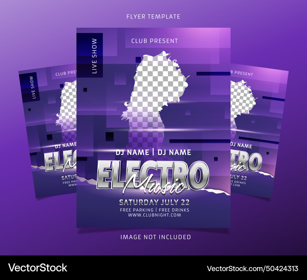 Electro party flyer template Royalty Free Vector Image