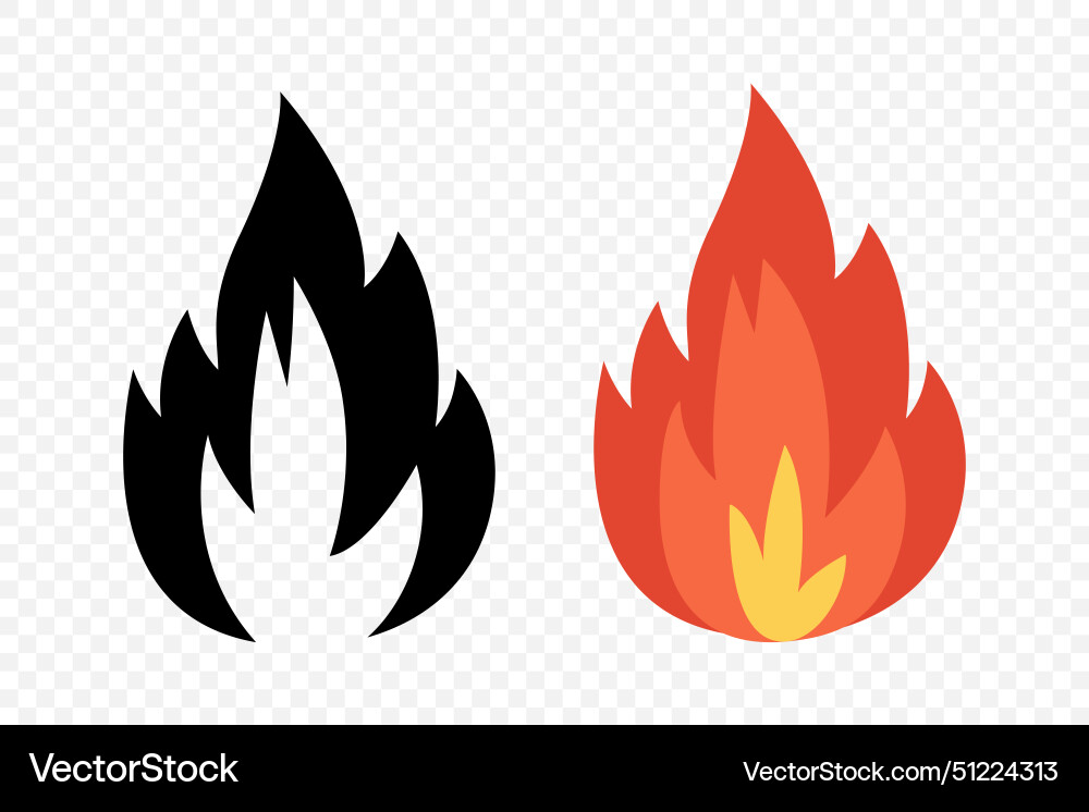 Fire flame icon set campfire sign design Vector Image