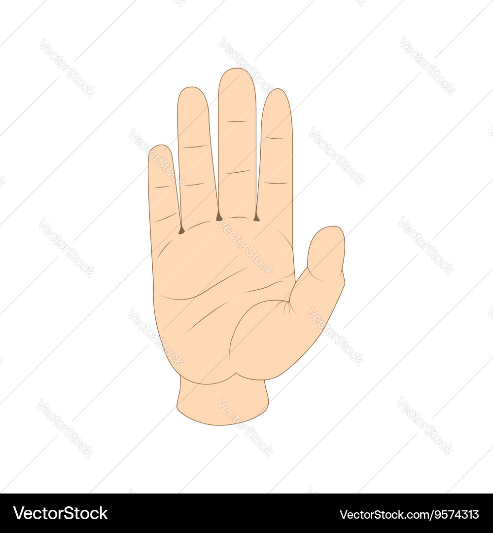 Hand showing five fingers icon cartoon style Vector Image