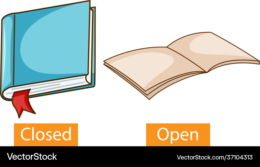 Opposite adjectives words with close and open Vector Image