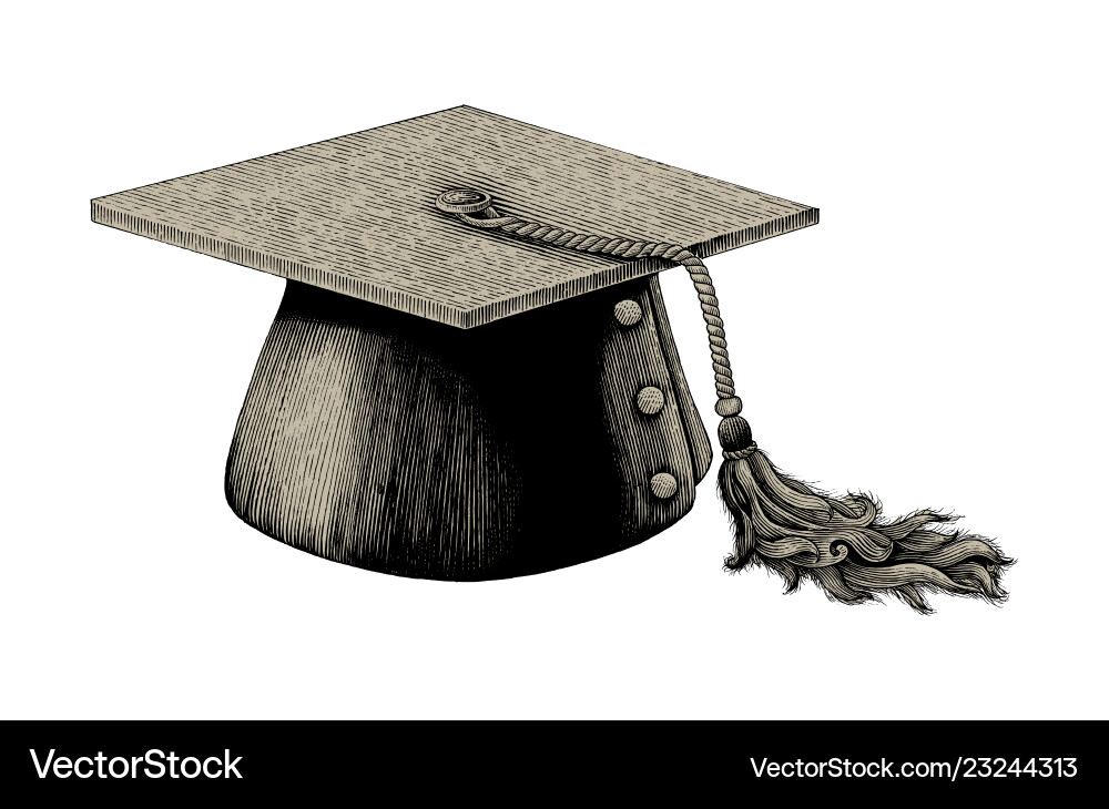Vintage Graduation Hat Sketch Royalty Free Vector Image