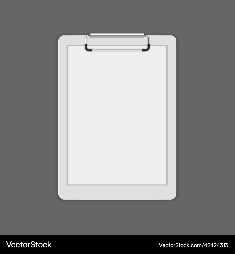 White realistic clipboard with blank paper sheet Vector Image