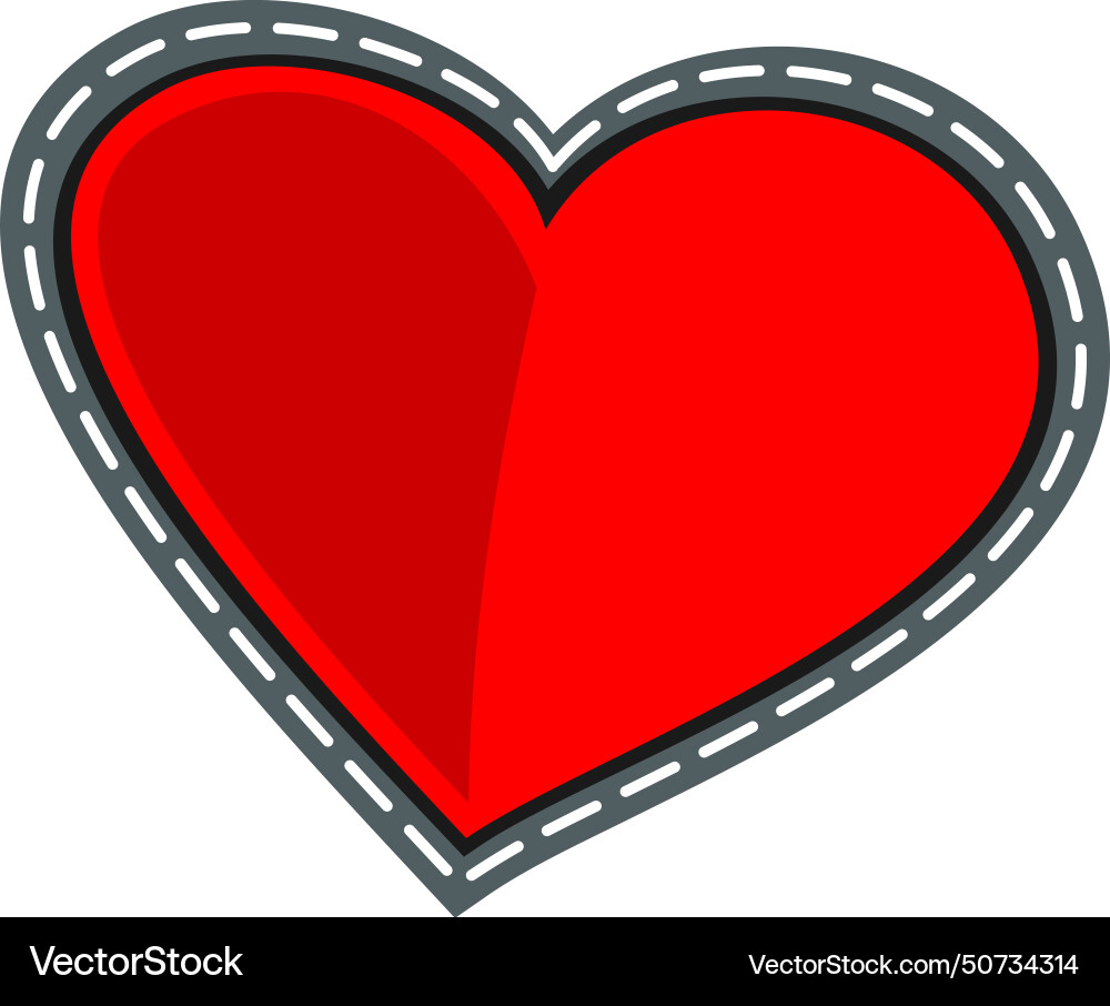 Heart patch red love sticker romantic symbol Vector Image