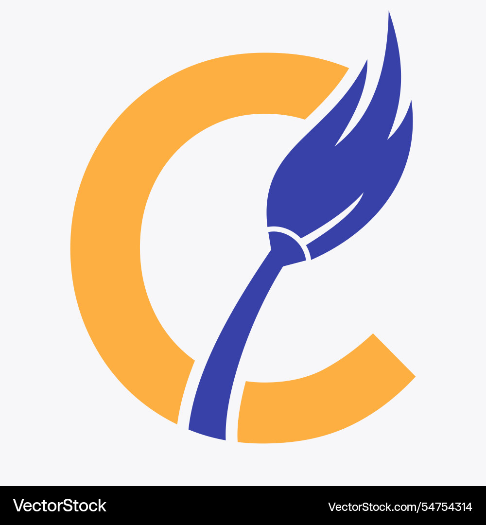 Initial letter c house cleaning logo concept Vector Image