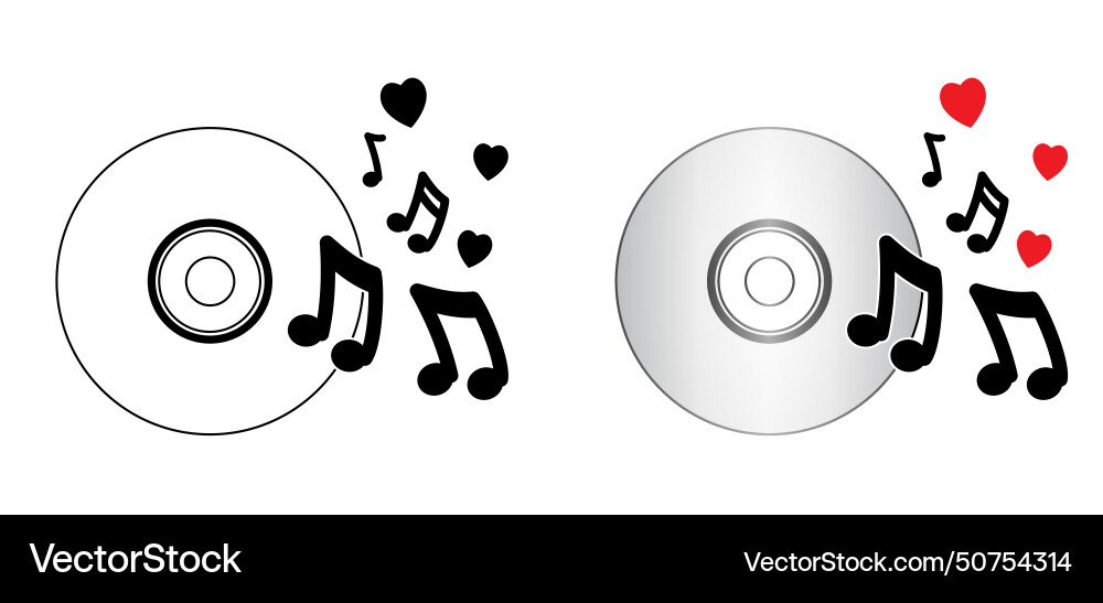 Love heart music cd compact disc or dvd Royalty Free Vector