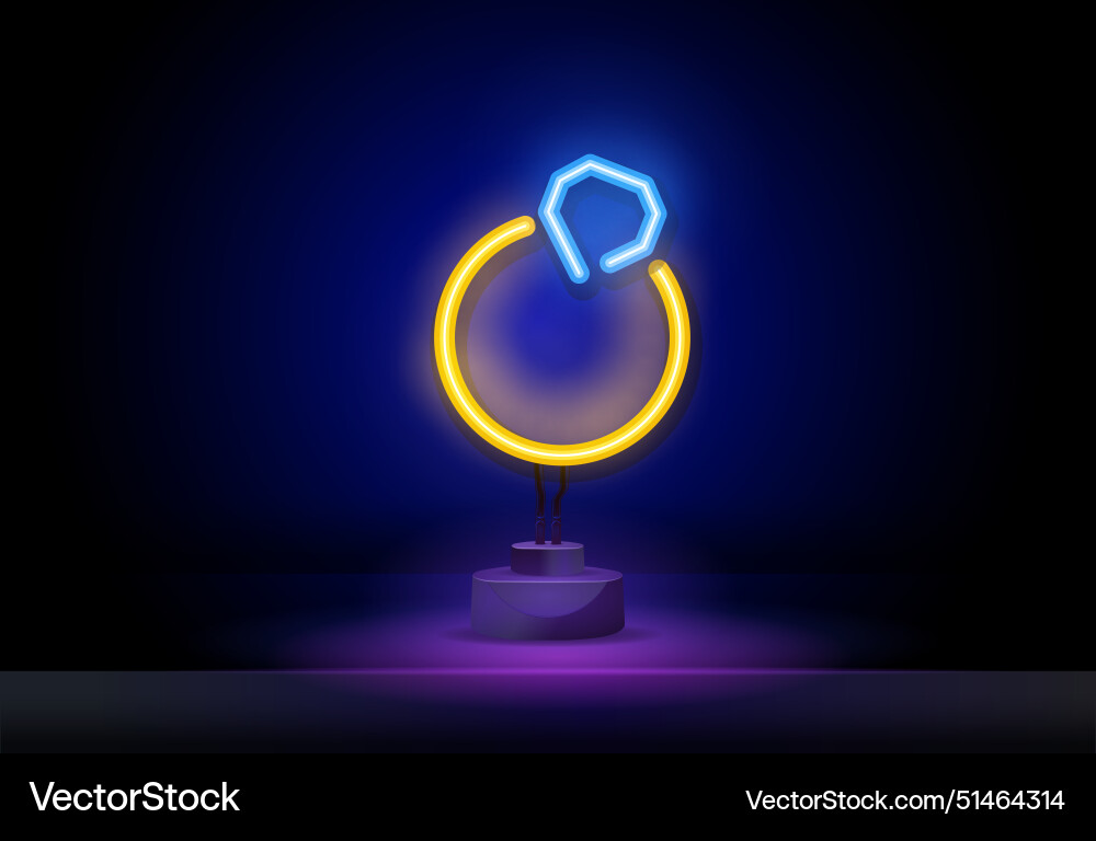 Outline neon jewelry ring icon glowing Royalty Free Vector