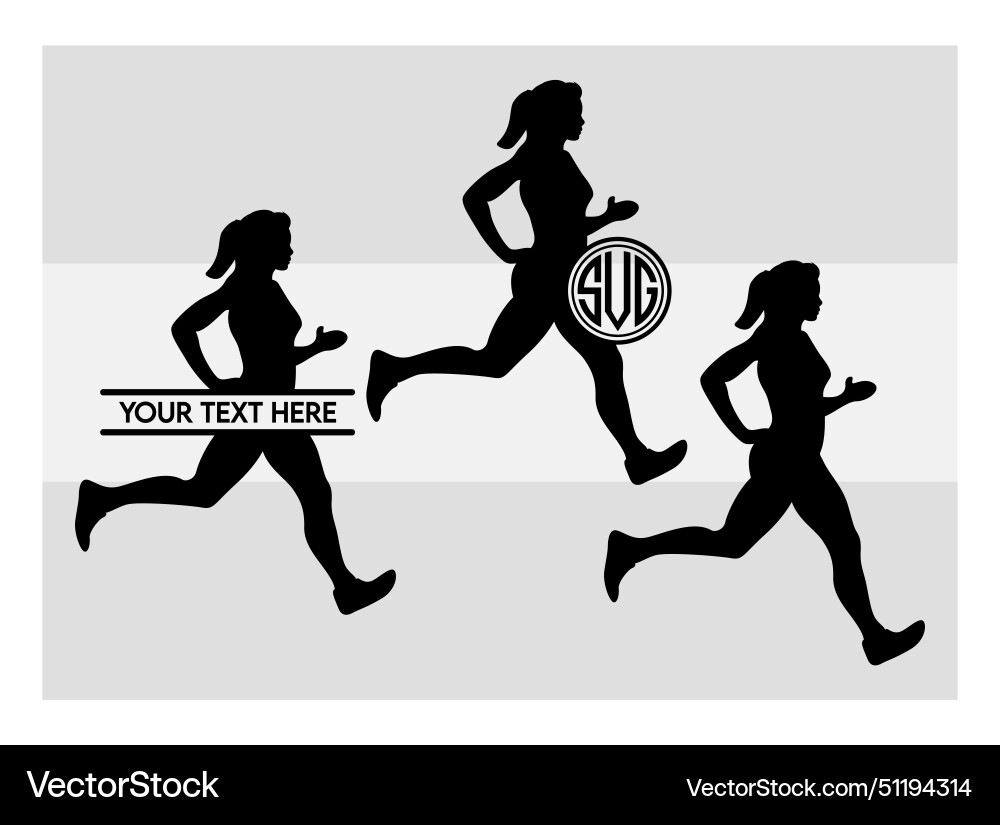 Running svg silhouette run runner monogram Vector Image