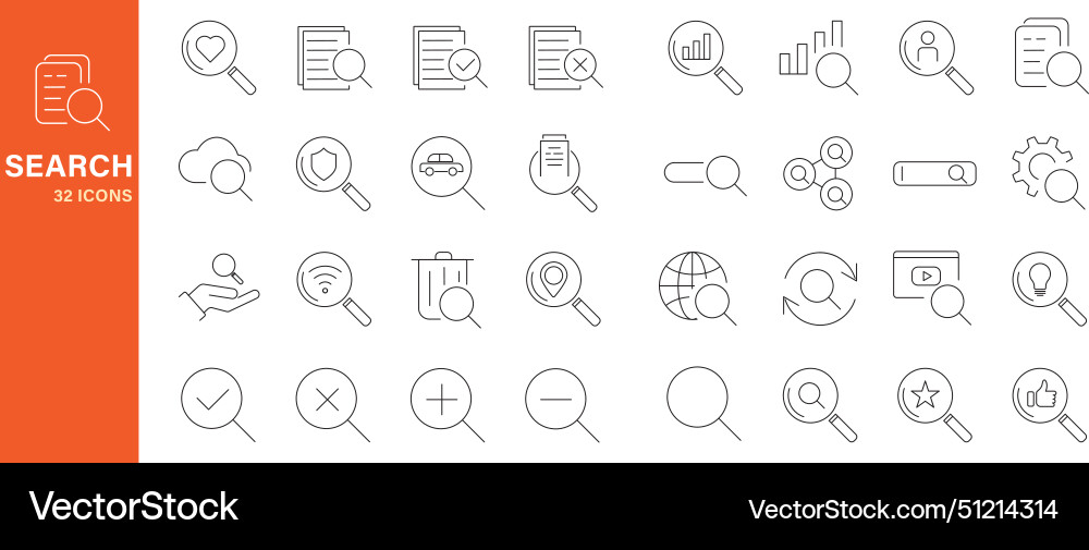 Search icon set Royalty Free Vector Image - VectorStock