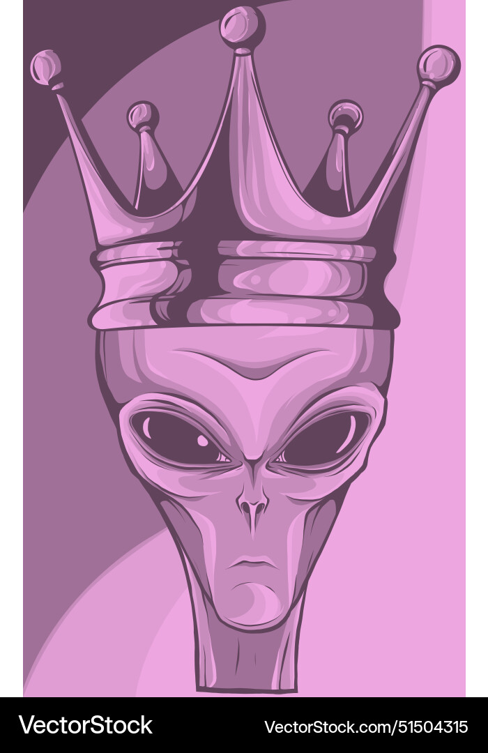Alien wearing crown art Royalty Free Vector Image