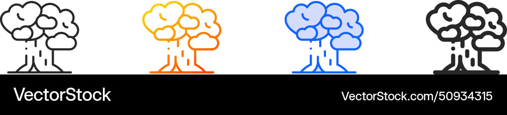 Baobab iconthin linear gradient blue stroke Vector Image