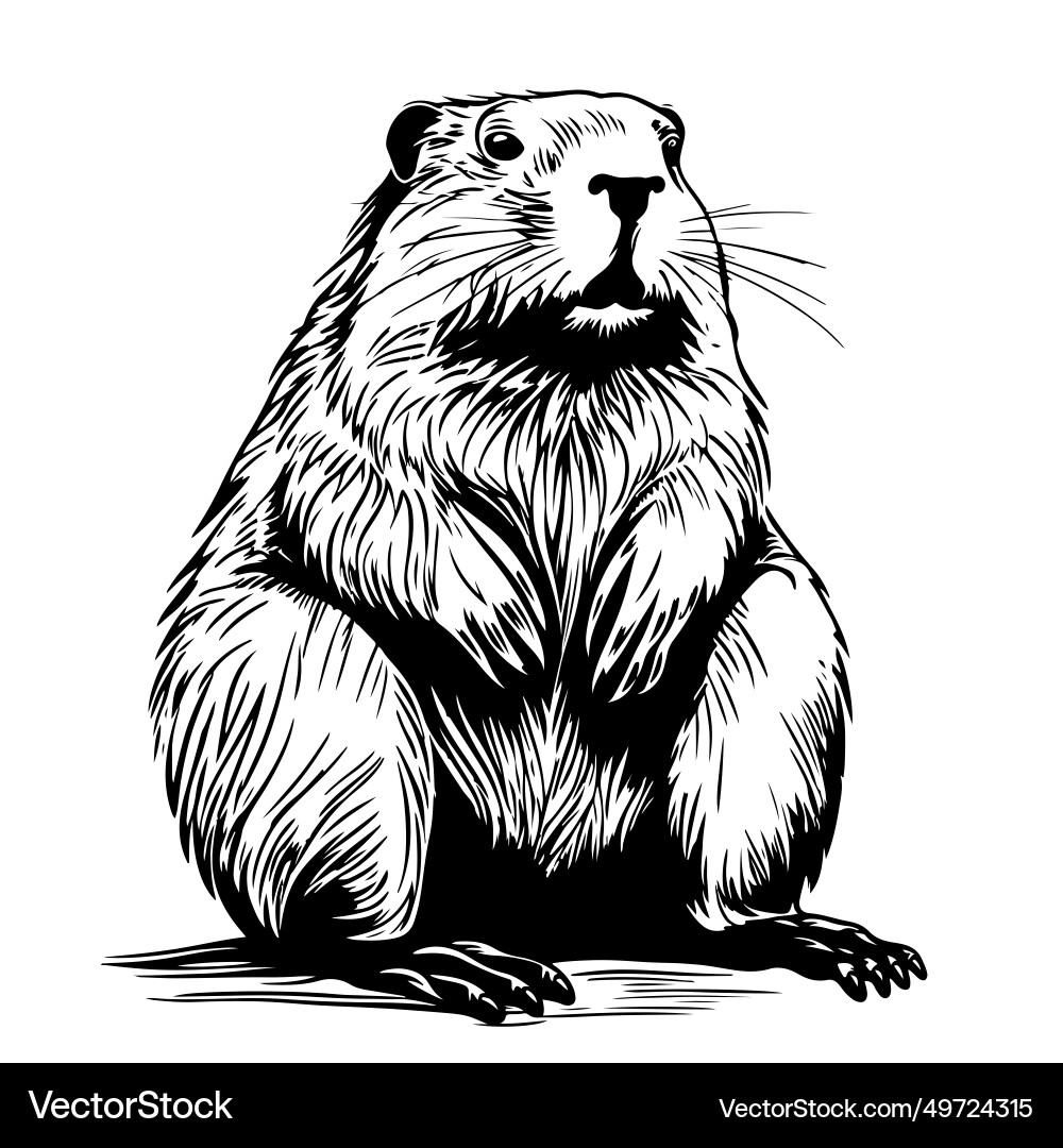 Beaver rodent mammal scratch board imitation Vector Image