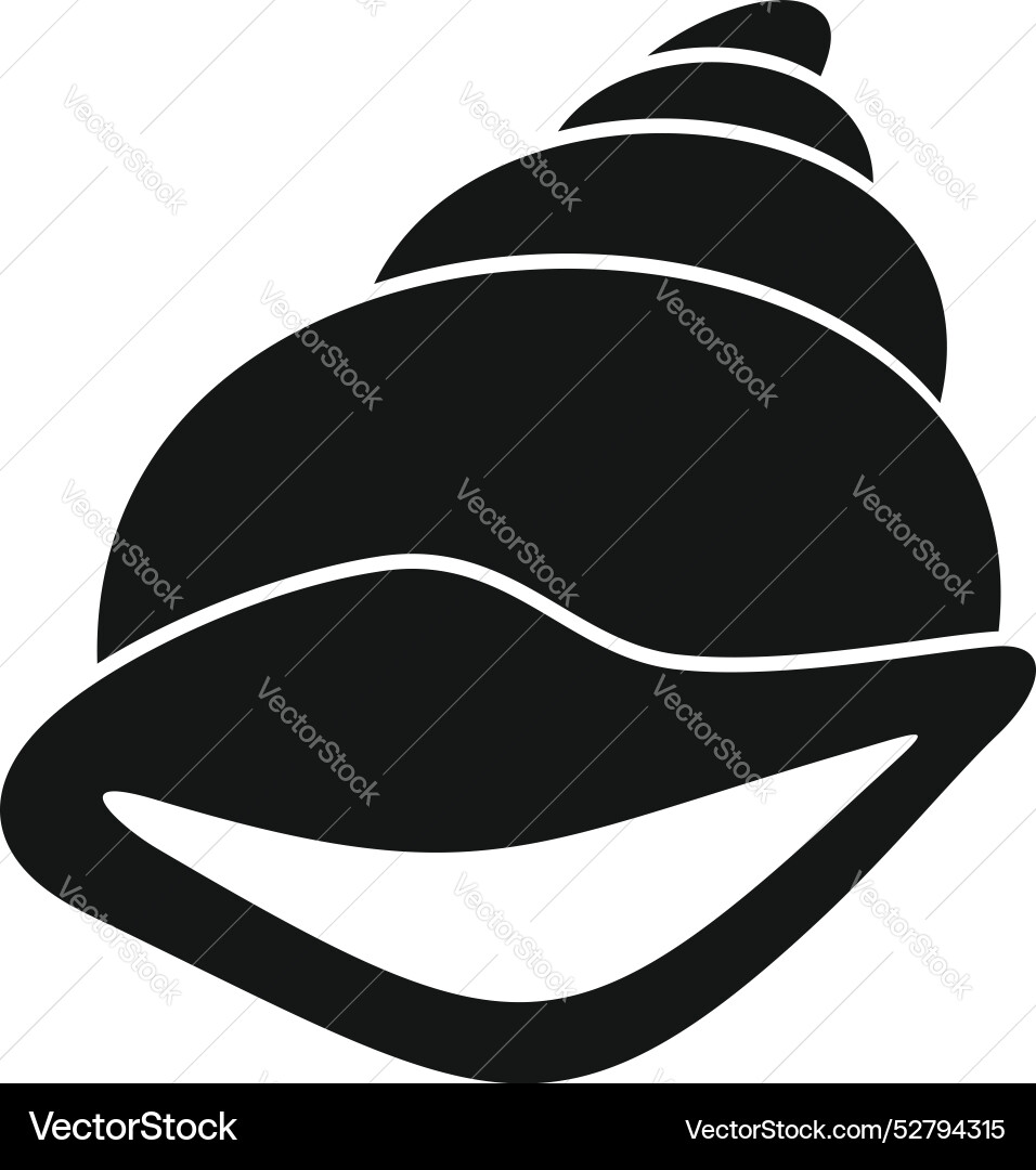 Black glyph seashell icon showing spiral shell Vector Image