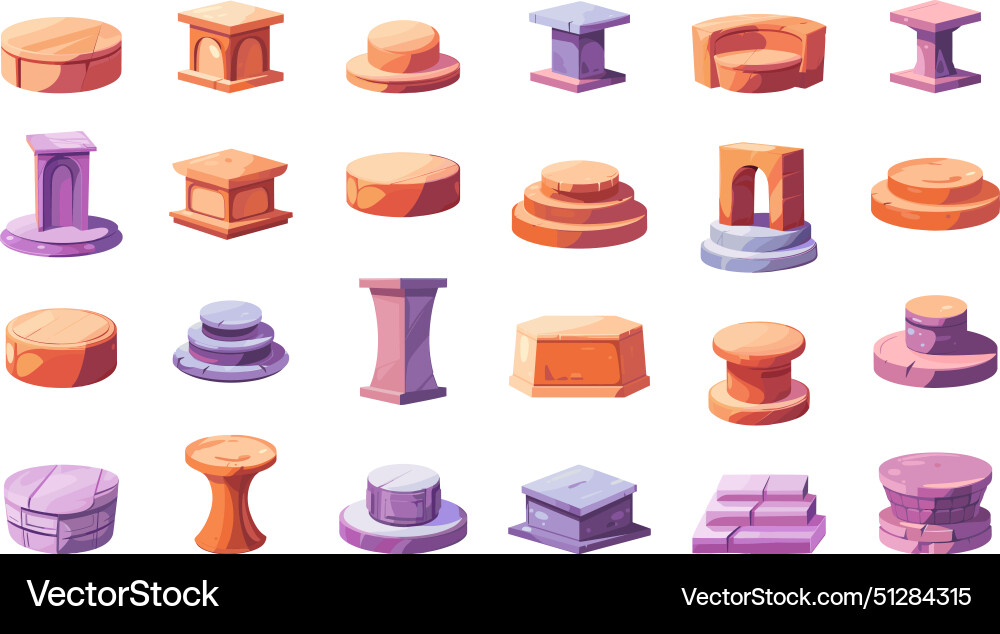 Cartoon empty podiums icon set in simple flat Vector Image