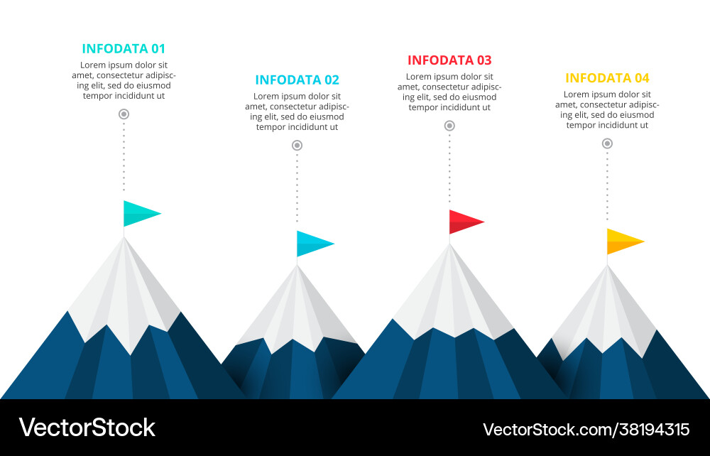 Four mountains infographic template 4 steps Vector Image