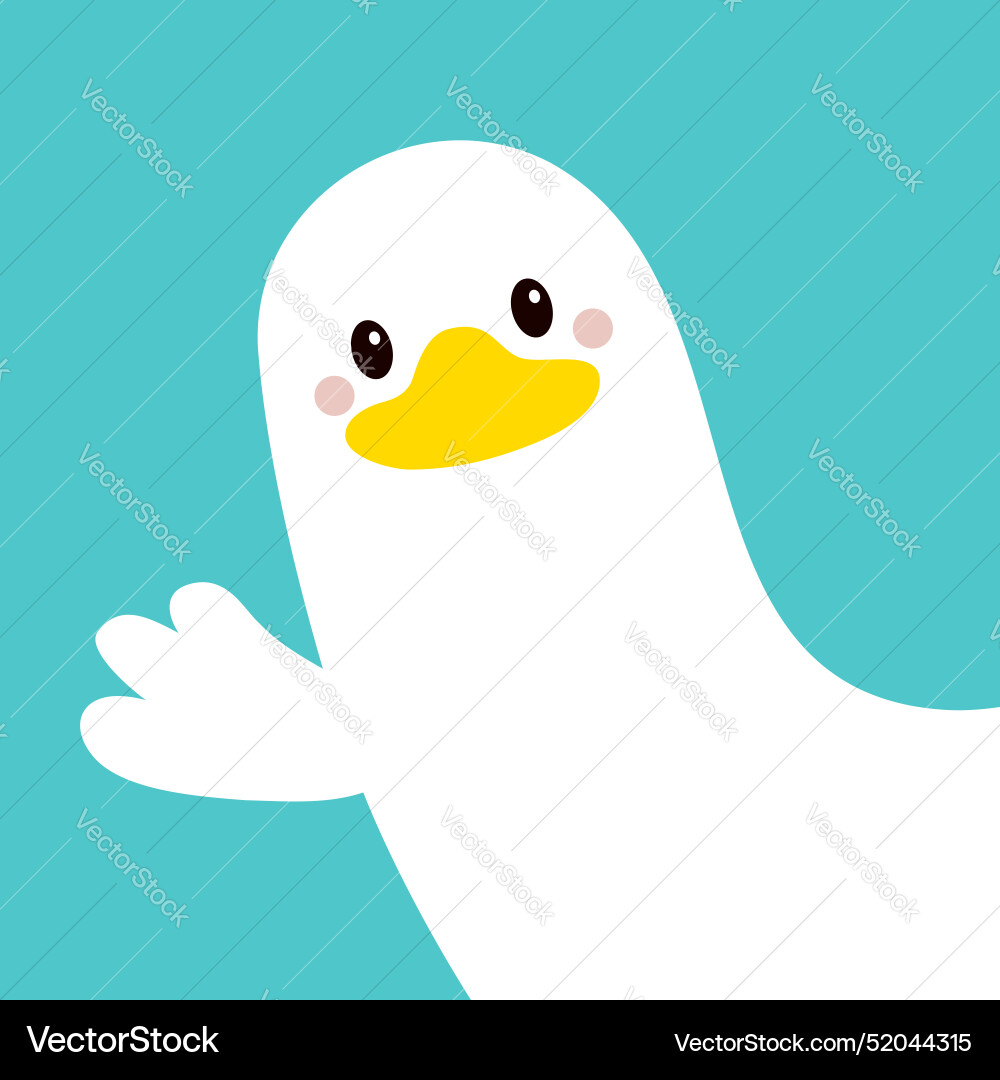 Goose duck face head waving wing hand from Vector Image