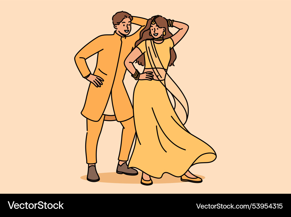 Indian couple performs ritual mating dance moving Vector Image