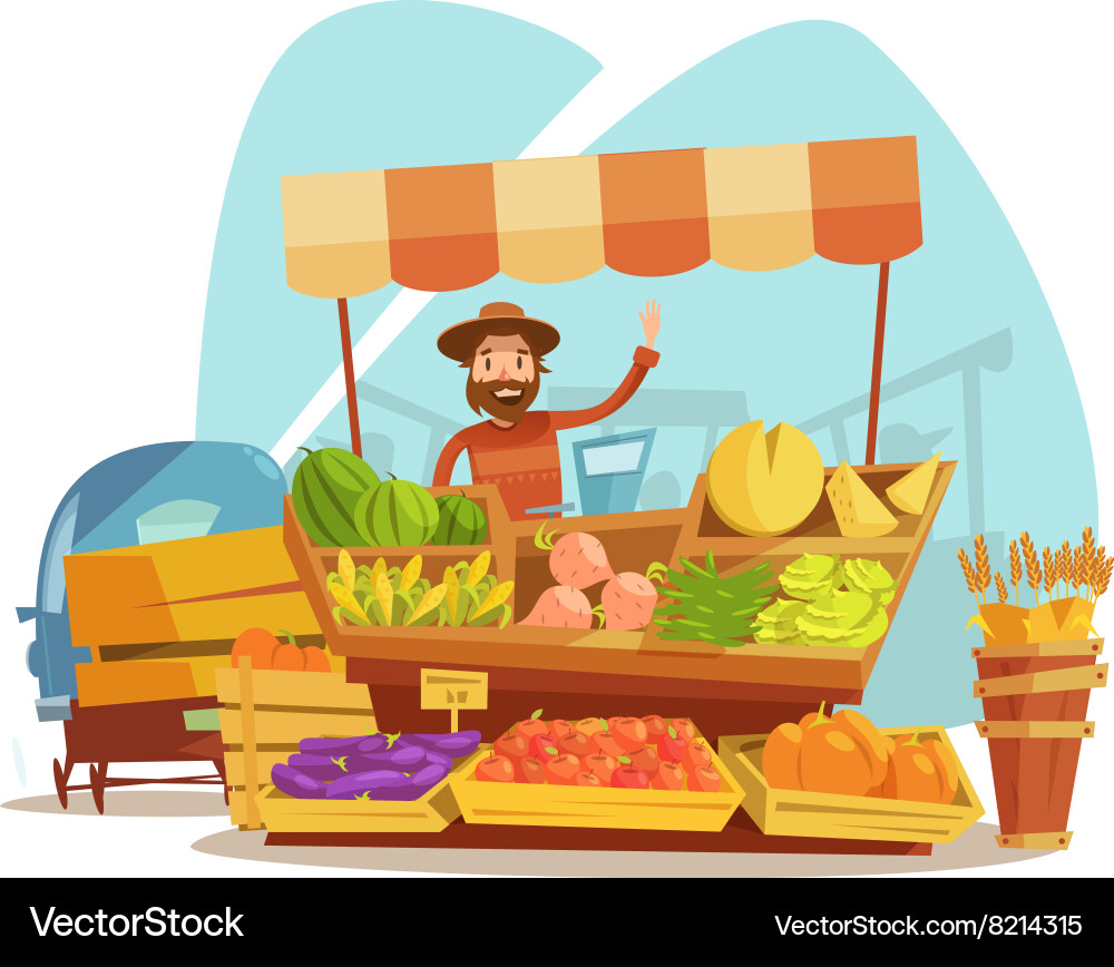 Market cartoon concept Royalty Free Vector Image