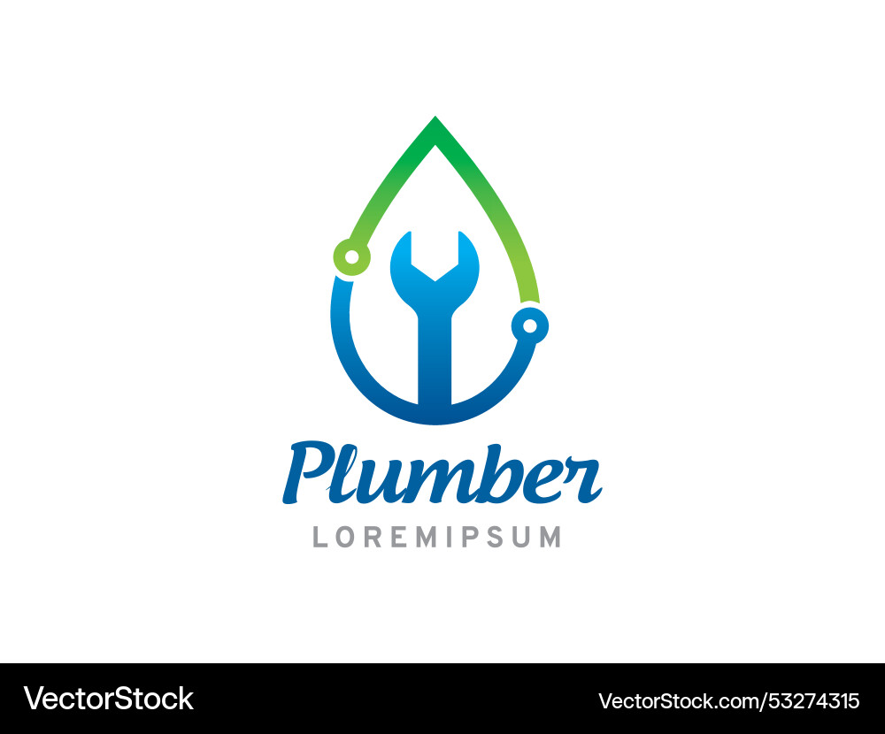 Plumber logo symbol or icon template Royalty Free Vector