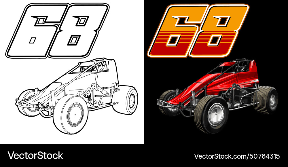 Red drag racing car with black strip Royalty Free Vector