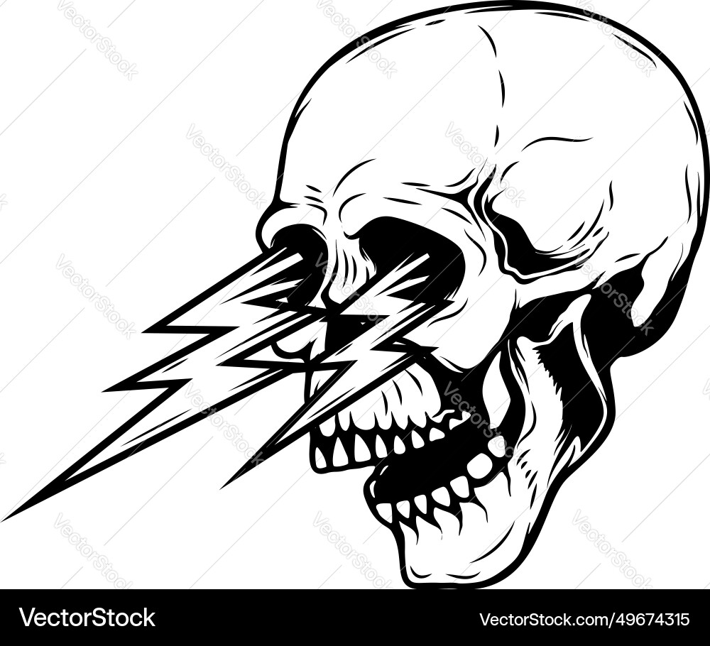 Skull with lightnings vintage Royalty Free Vector Image