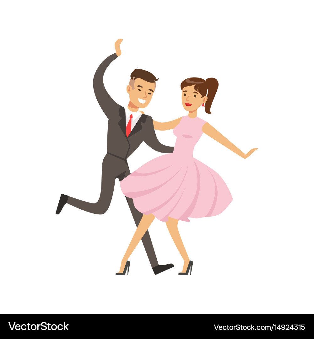 Young couple dancing boogie woogie dance colorful Vector Image