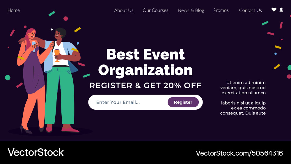 Best event organization register for discount Vector Image