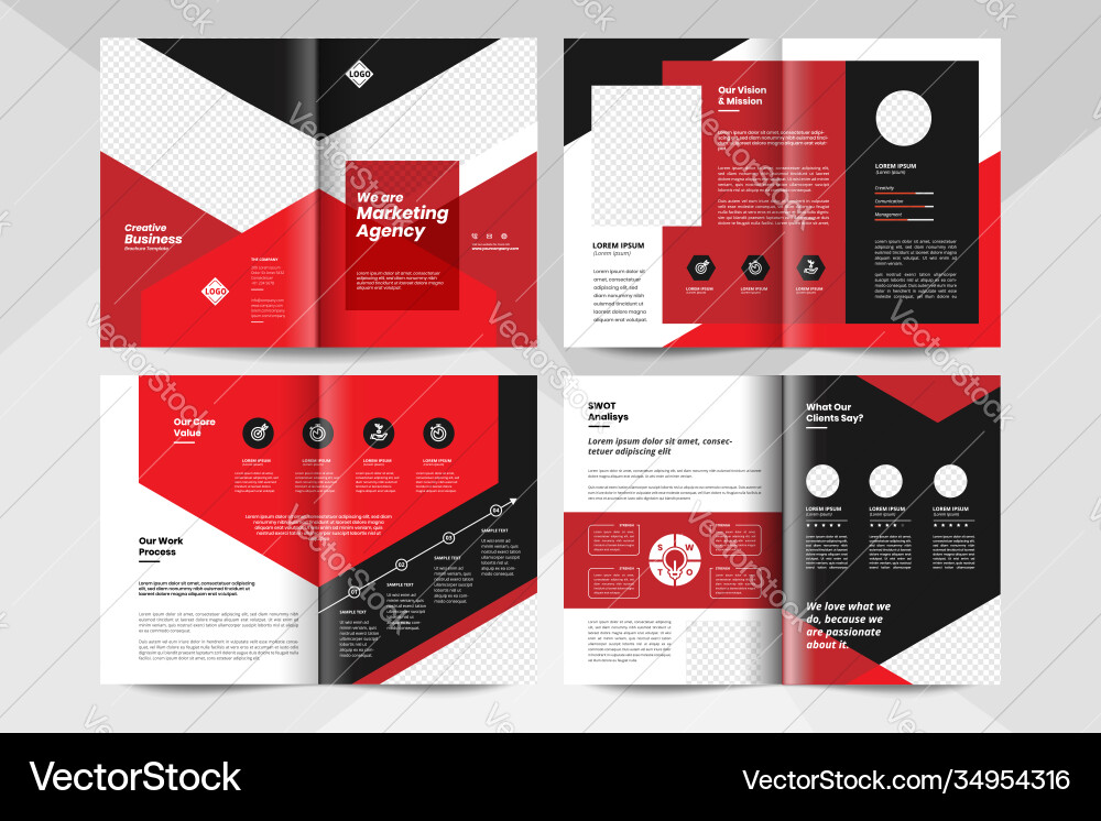 Black and red business brochure design template Vector Image