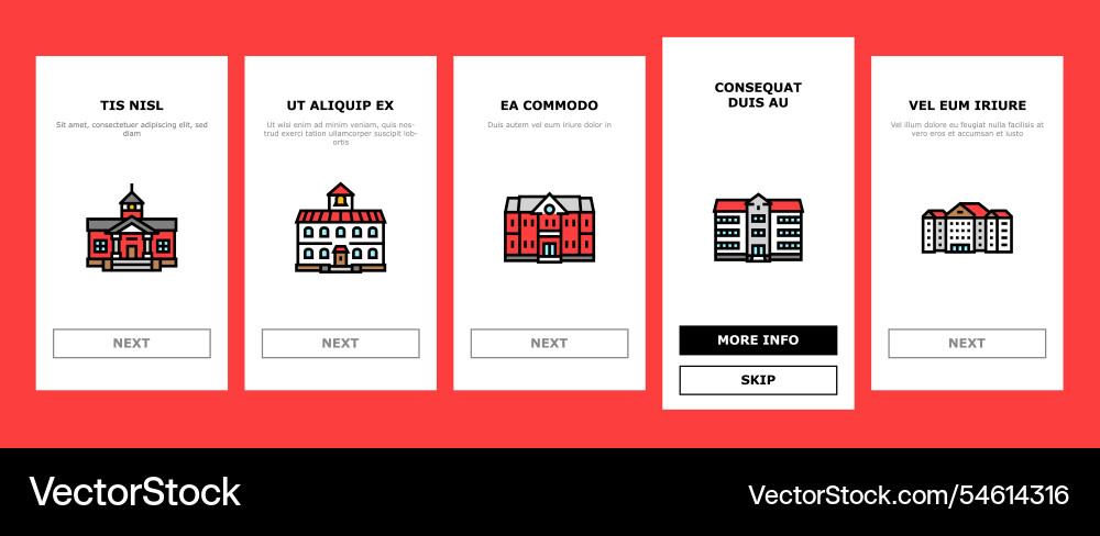 Building school exterior modern onboarding icons Vector Image Building school exterior modern onboarding icons Vector Image