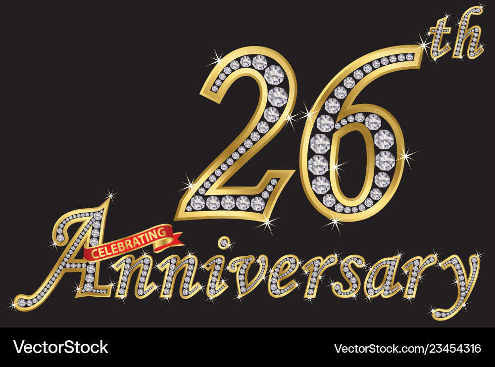 Celebrating 26th anniversary golden sign Vector Image