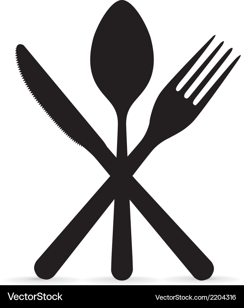 Crossed fork knife and spoon Royalty Free Vector Image