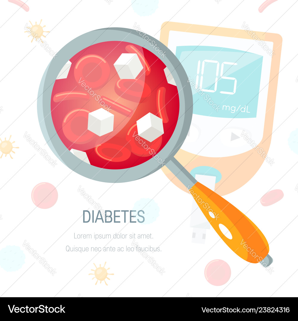 Diabetes concept in flat style design Royalty Free Vector